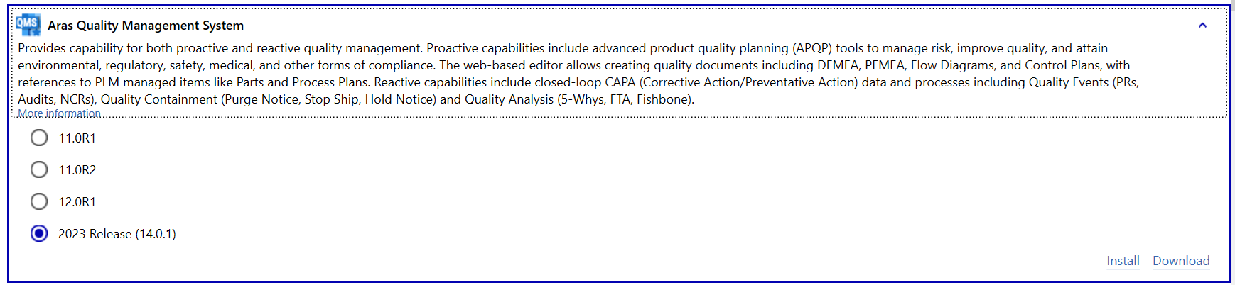 Aras Update (Version 1.22.1328.0): Aras Quality Management System (2023 ...